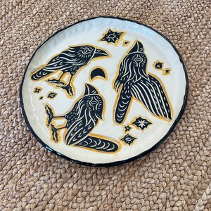 Three of Crows Ceramic Plate Aura Collection Yellow Aura Crow Spirit ...