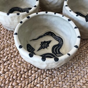 Made to Order - 5'' Snake Bowls - White Clay/black Sgraffito - Set of 4 ...