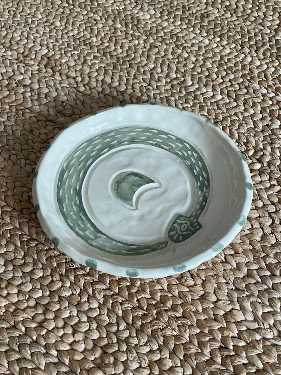 Snake Spirit Plate - Green 6 Inch Plate- Ouroboros | Burnt Thistle ...