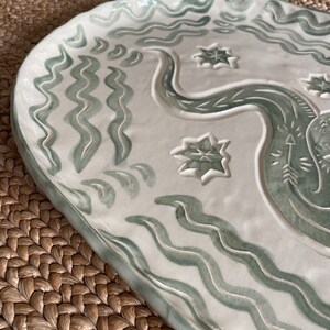 Snake Spirit Platter - Green - Snake Platter - Ceramic Oval Platter ...