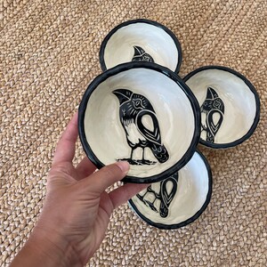 5'' Magpie Bowls - Bowl Set - White Clay/black Sgraffito - Set of 4, 6 ...