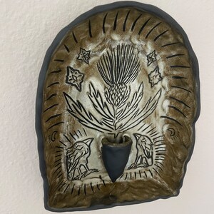 Crow and Thistle Altar - Wall Hanging Piece - Personal Shrine - Ceramic ...