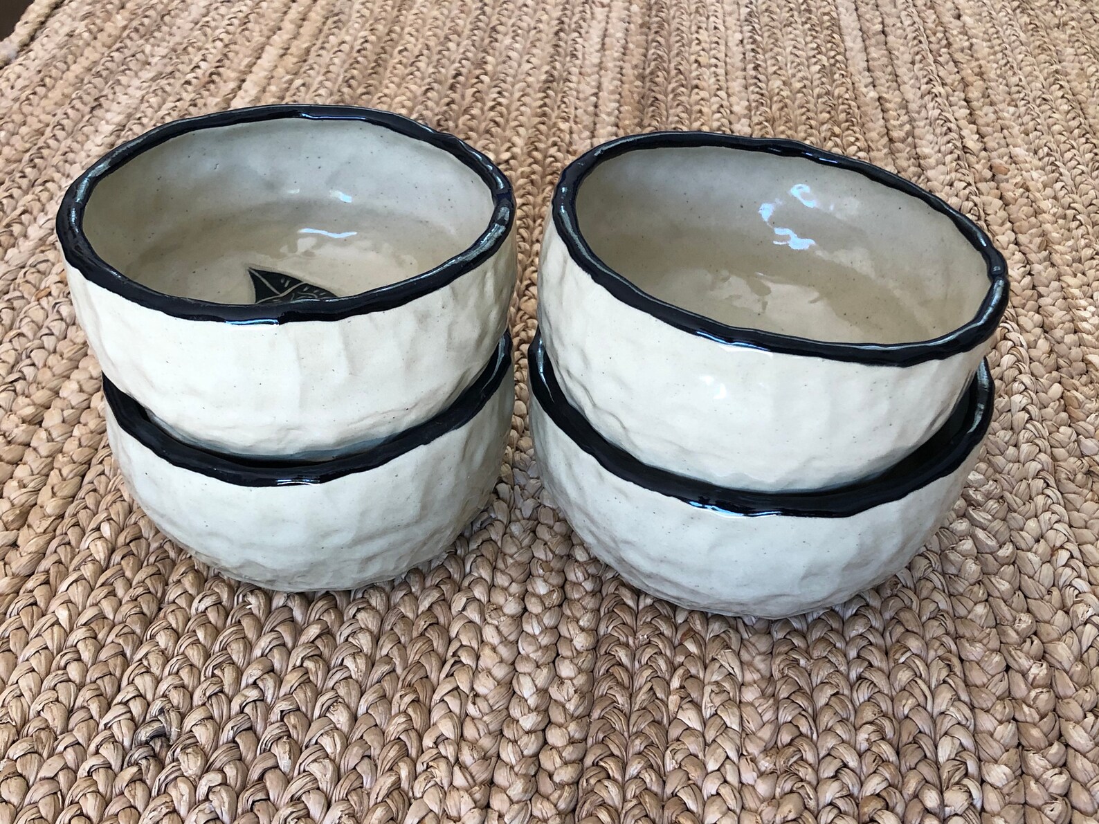 5'' Magpie Bowls Bowl Set White Clay/black - Etsy