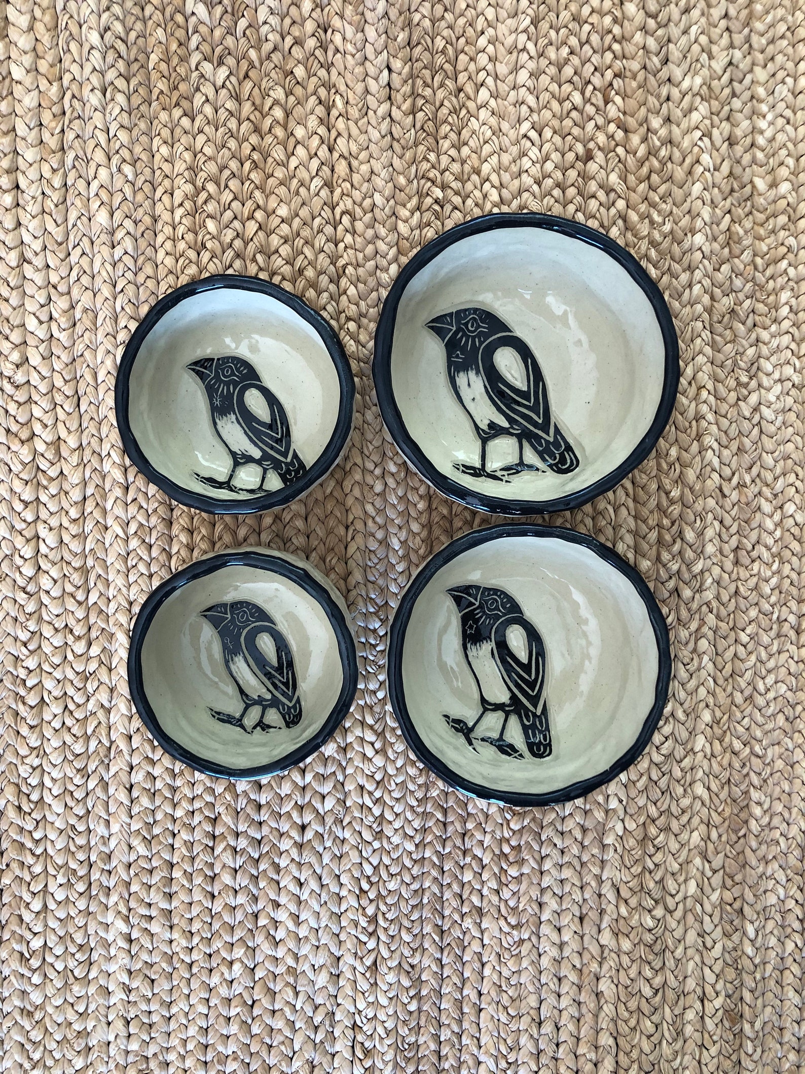 5'' Magpie Bowls Bowl Set White Clay/Black | Etsy
