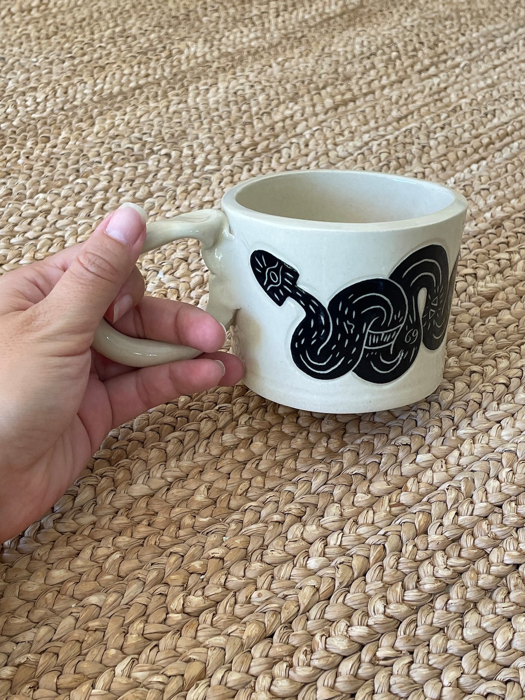 Rainbow Snake Mug With Watercolored Rainbow Streak - Ceramic Mug With ...