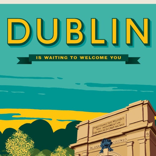 Dublin Retro Art Ireland Travel Decor Poster Wall Art Print | Etsy