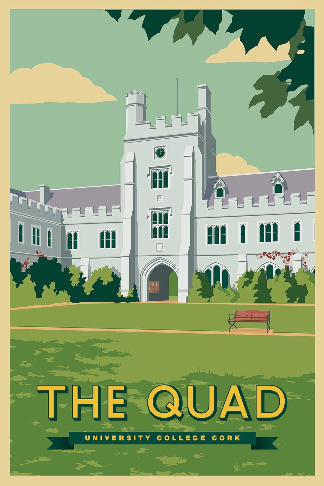 UCC the Quad. Vintage Style Travel Poster - Etsy
