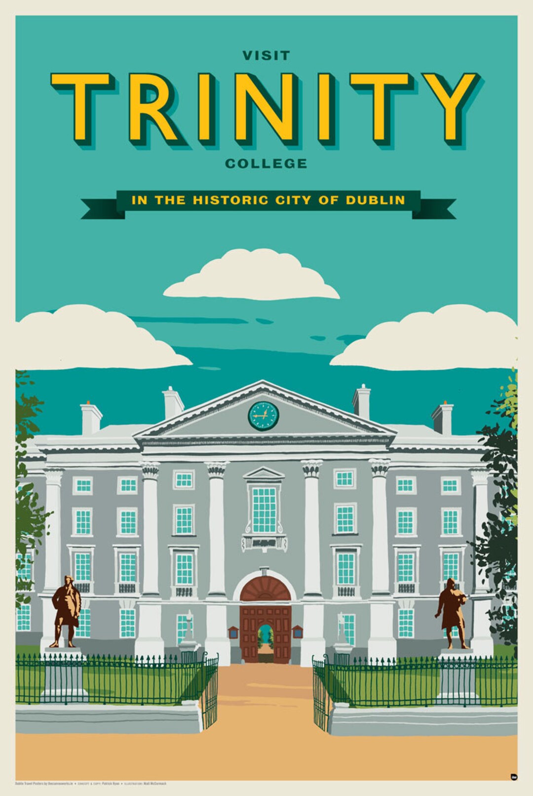 Trinity College Dublin. Vintage Style Travel Poster - Etsy