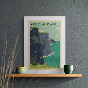 Cliffs of Moher, Ireland. Vintage Style Travel Poster - Etsy