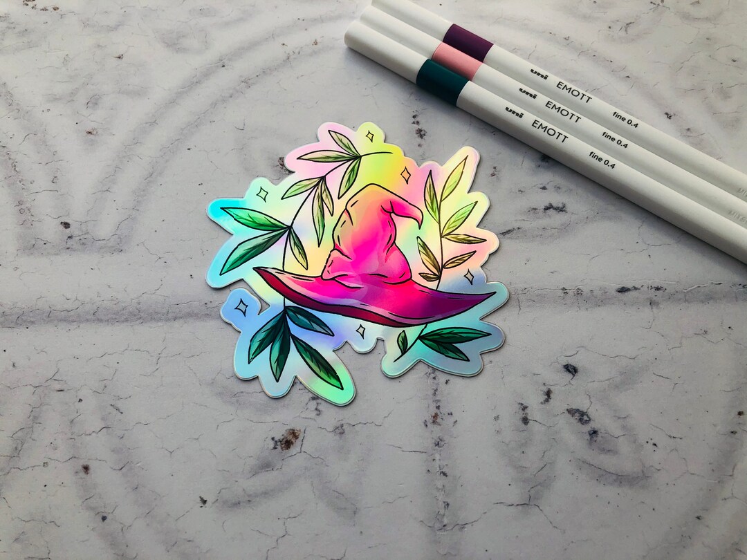 Witches Hat Sticker, Witch Holographic Sticker, Witch Sticker, Esoteric ...
