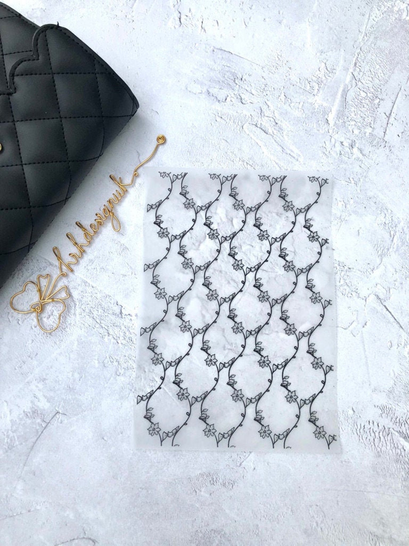 Floral Lace Design Foiled Printed White Vellum Acetate - Etsy