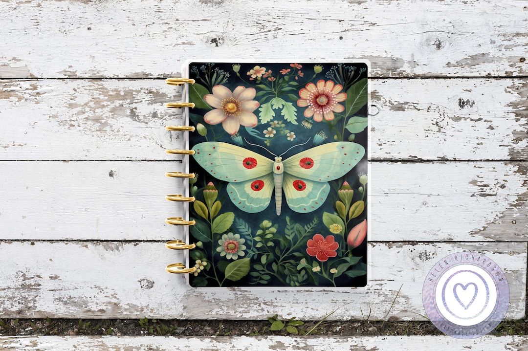 Floral Moth Planner Cover: Laminated Micro Happy Planner Replacement - Etsy