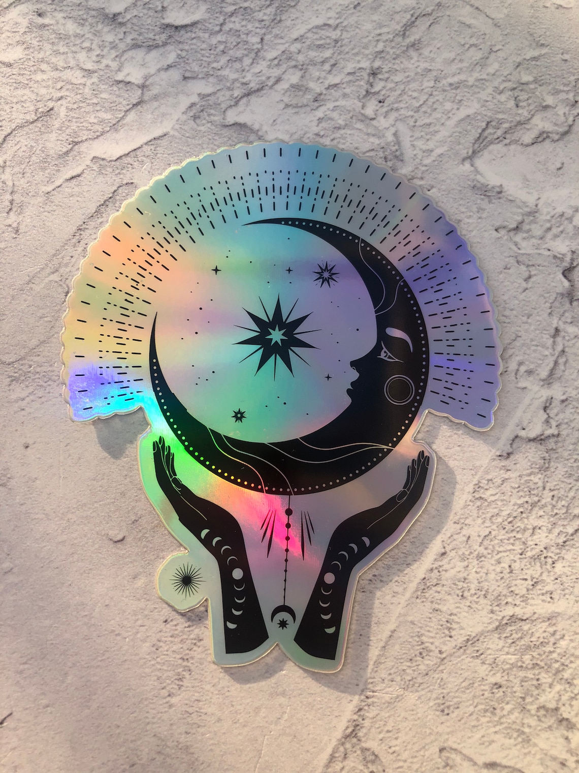 Holographic Sticker Esoteric Sticker Talisman Crescent Moon - Etsy