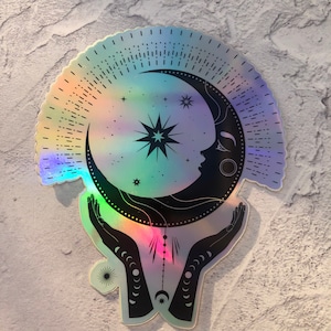 Holographic Sticker, Esoteric Sticker, Talisman, Crescent Moon - Etsy
