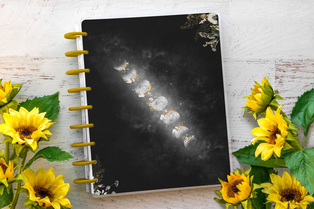 Moon Phase , Floral Moon Phase, Floral Cover, Micro Happy Planner, Half ...