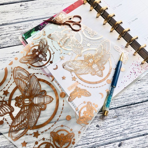 Moths Sacred Geometry Mystic Symbols Foiled Printed White | Etsy