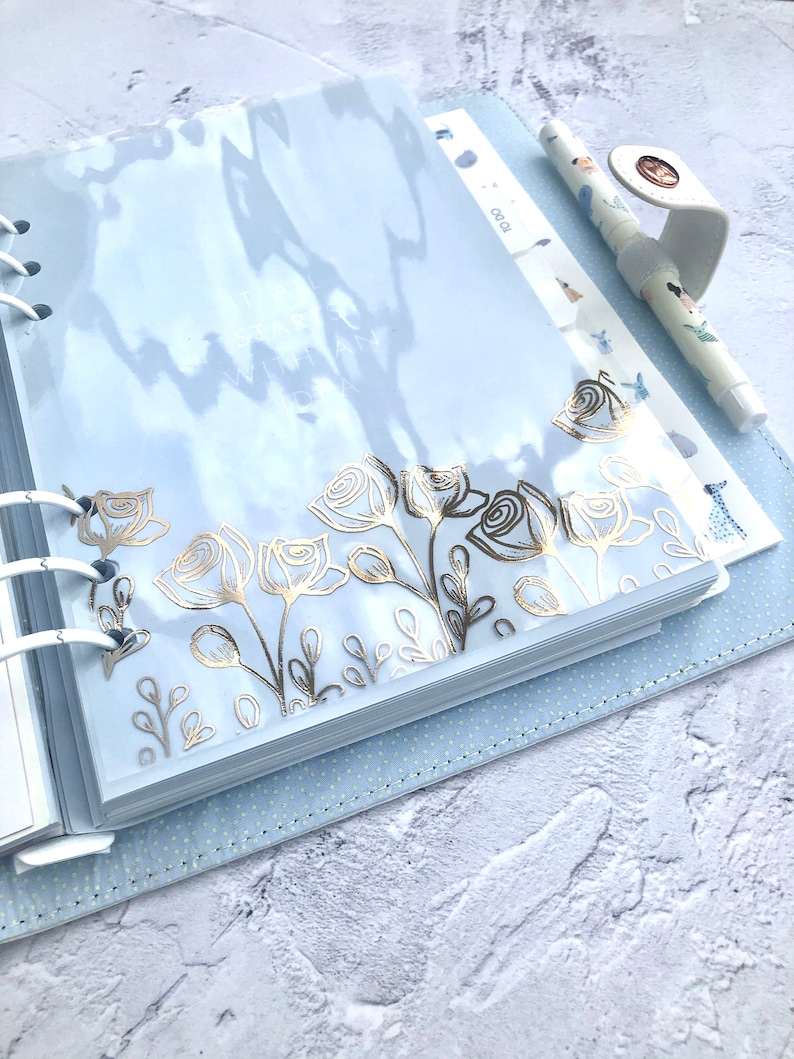 Floral Border Rose Planner Dashboard Foiled Dashboard - Etsy