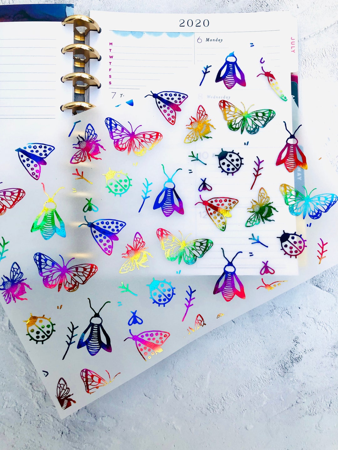 Insects, Butterflies, Ladybird, Moth Vellum, Foiled, Printed White, - Etsy