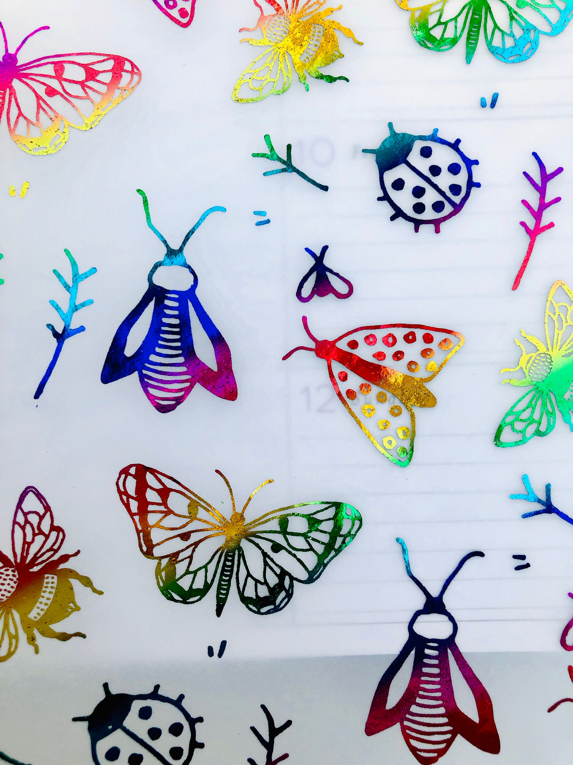 Insects butterflies ladybird Moth vellum Foiled Printed | Etsy