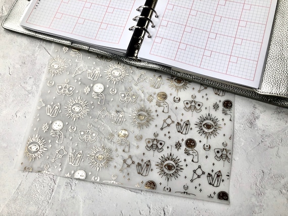 Mystical Symbols Moths Crystals Vellum Foiled Acetate | Etsy