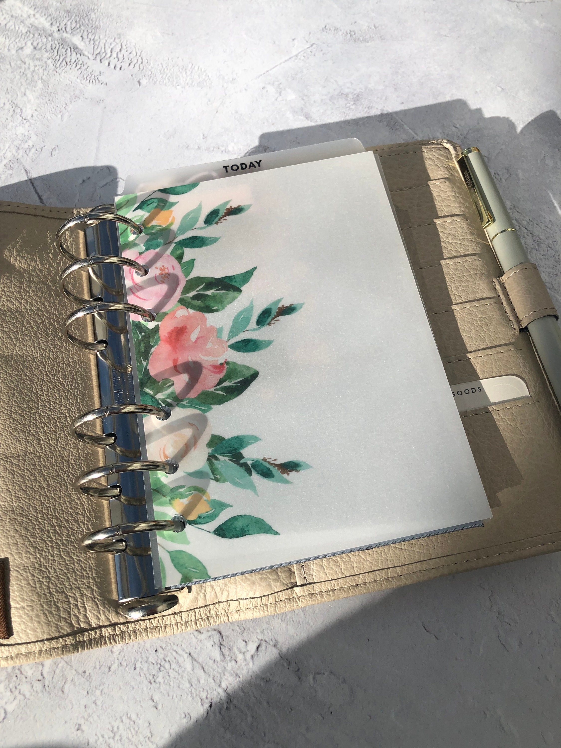 Bold Border Floral Planner Dashboard, Vellum Dashboard - Etsy UK
