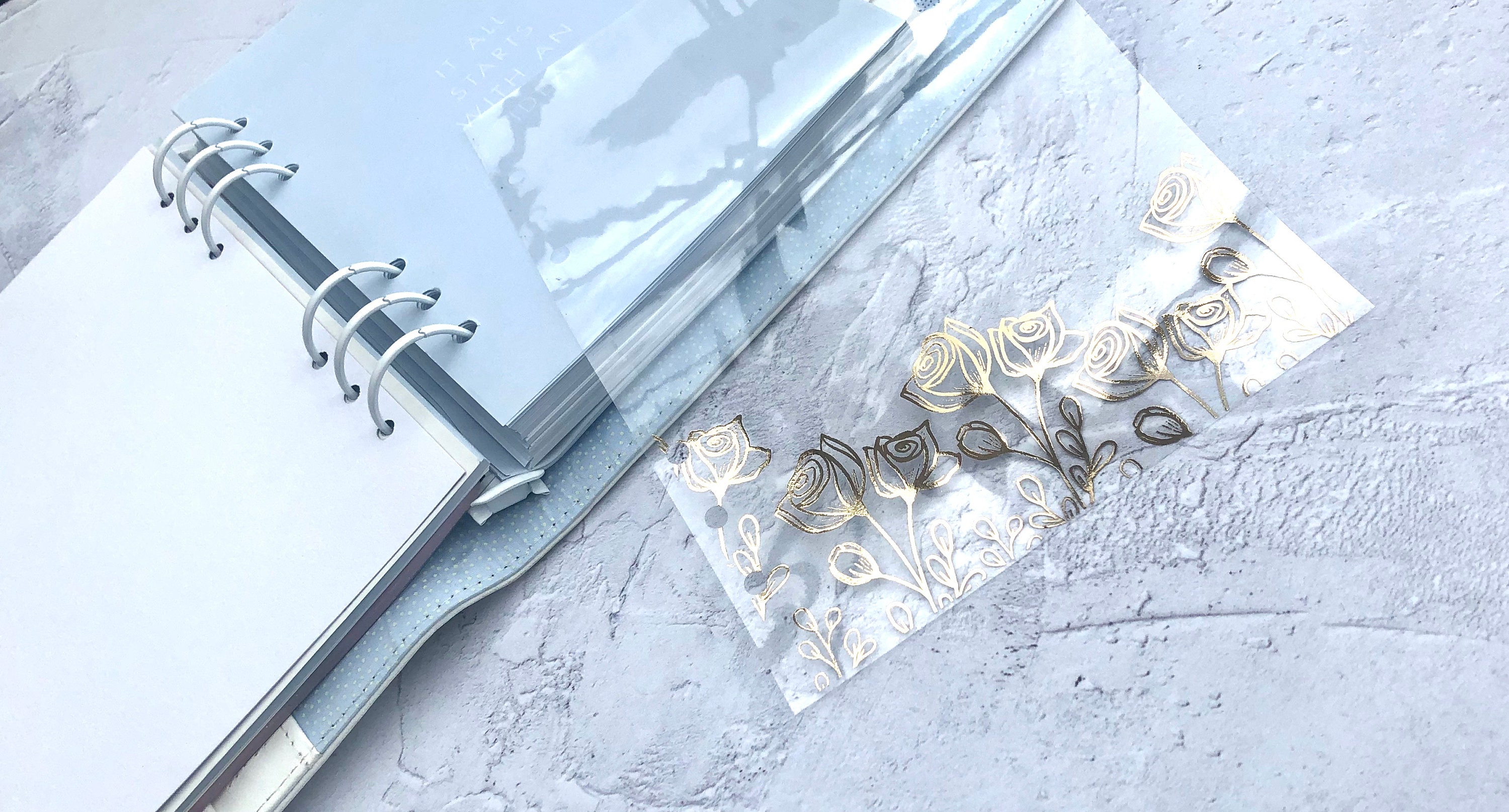 Floral Border Rose Planner Dashboard Foiled Dashboard - Etsy