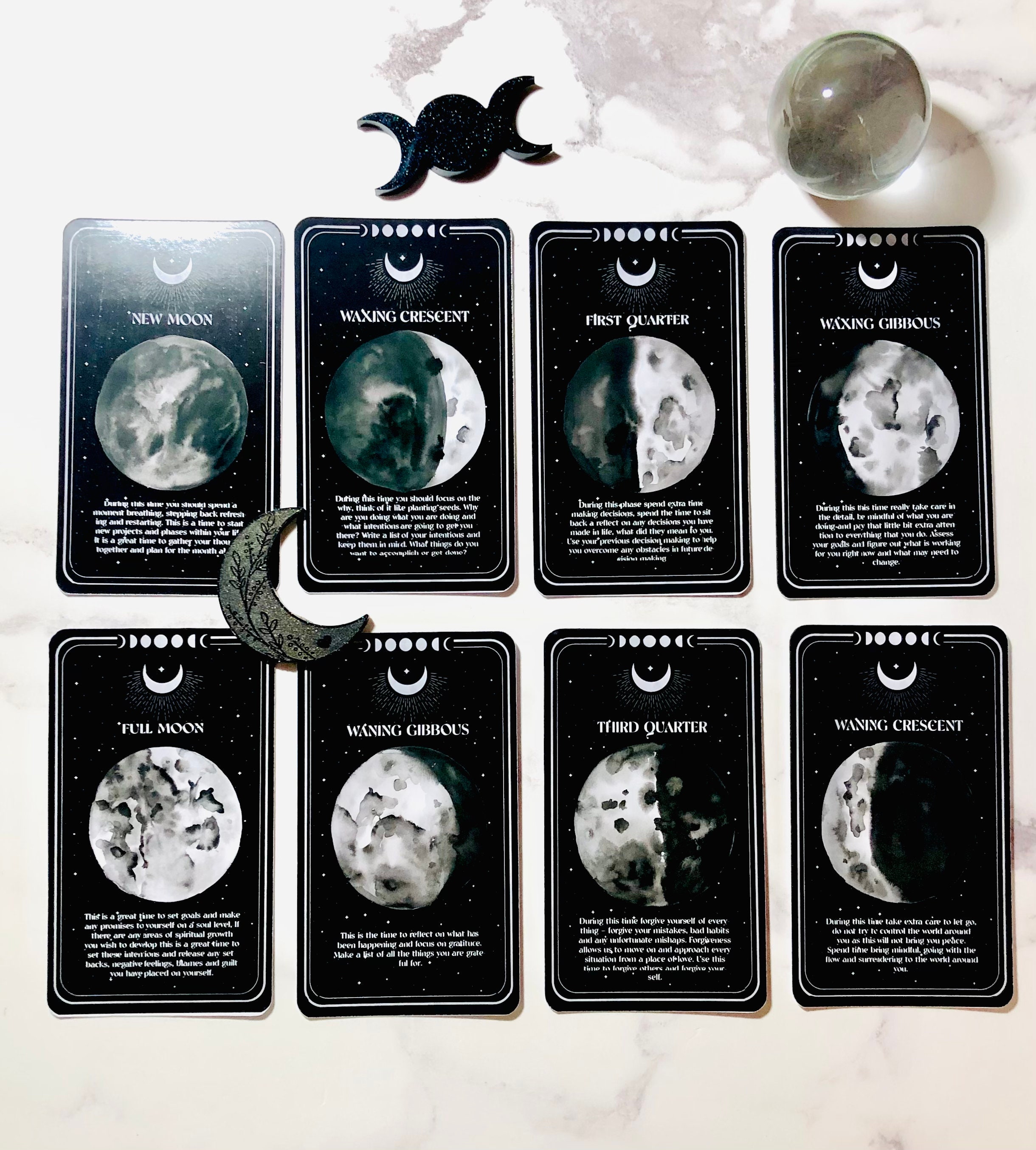 Moon Phases Guidance Card Set: Laminated Lunar Cycle Cards - Etsy