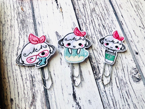 Planner Girls Paperclip Kawaii Marshmallow Glitter Clip | Etsy