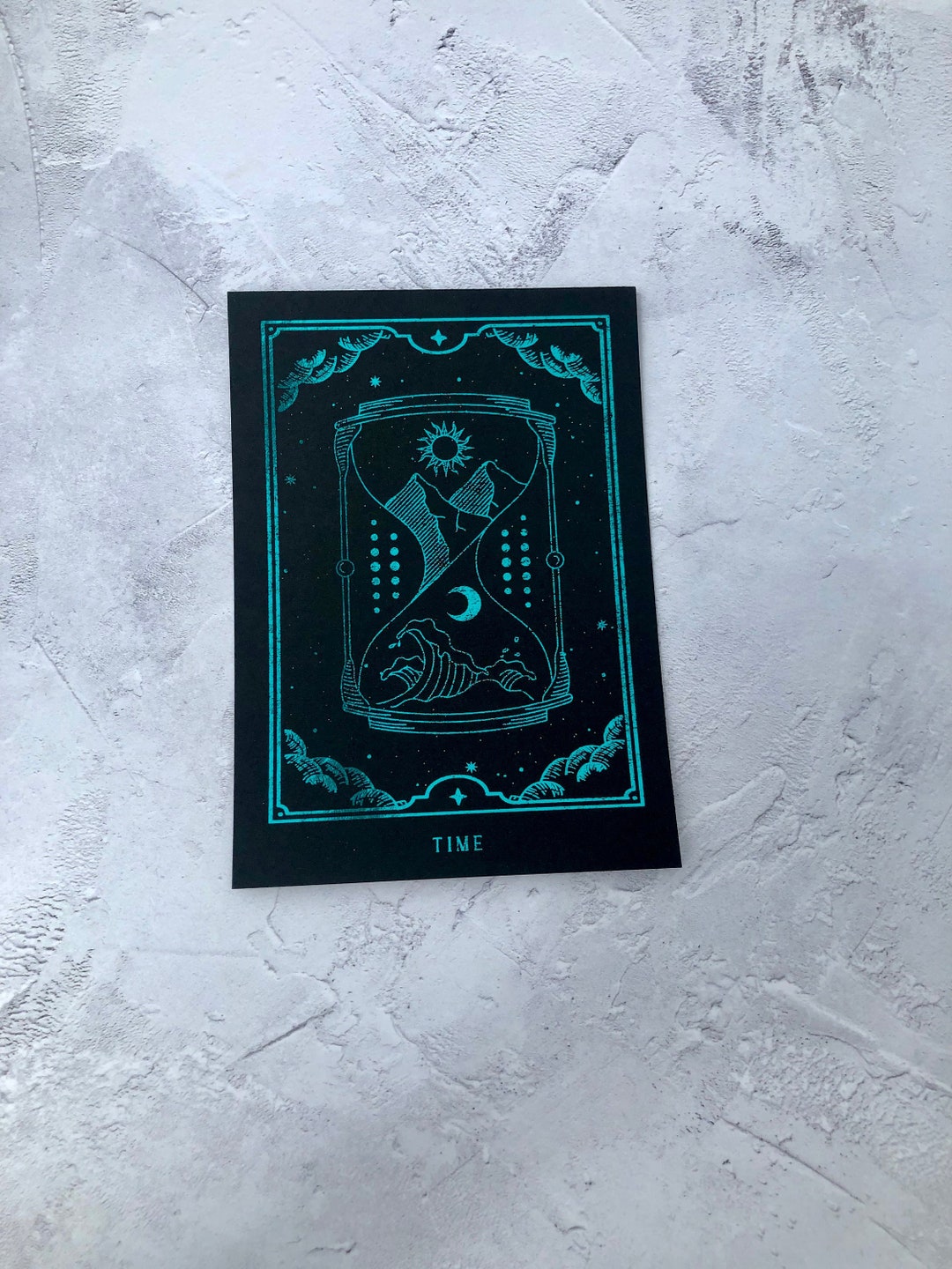 Foiled Time Tarot Dashboard: Teal Oracle Card - Etsy