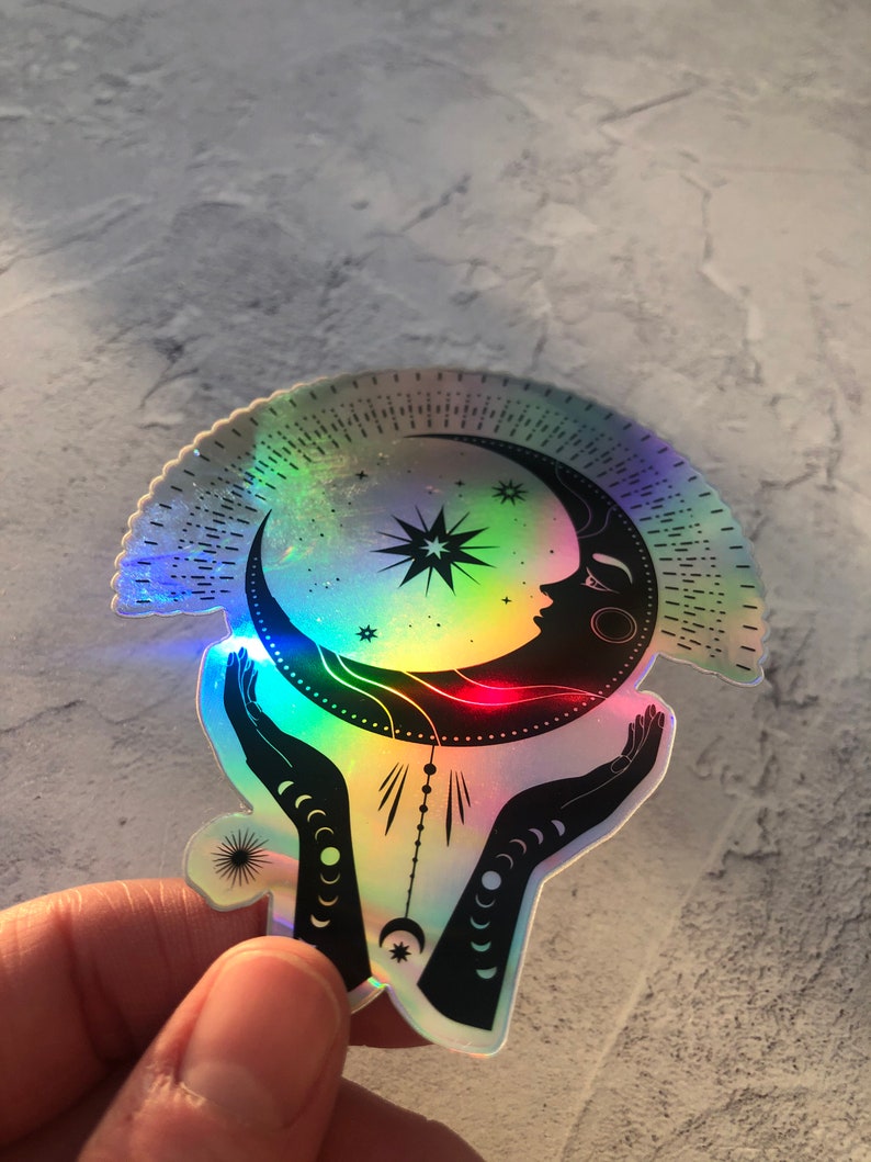Holographic Sticker Esoteric Sticker Talisman Crescent Moon - Etsy