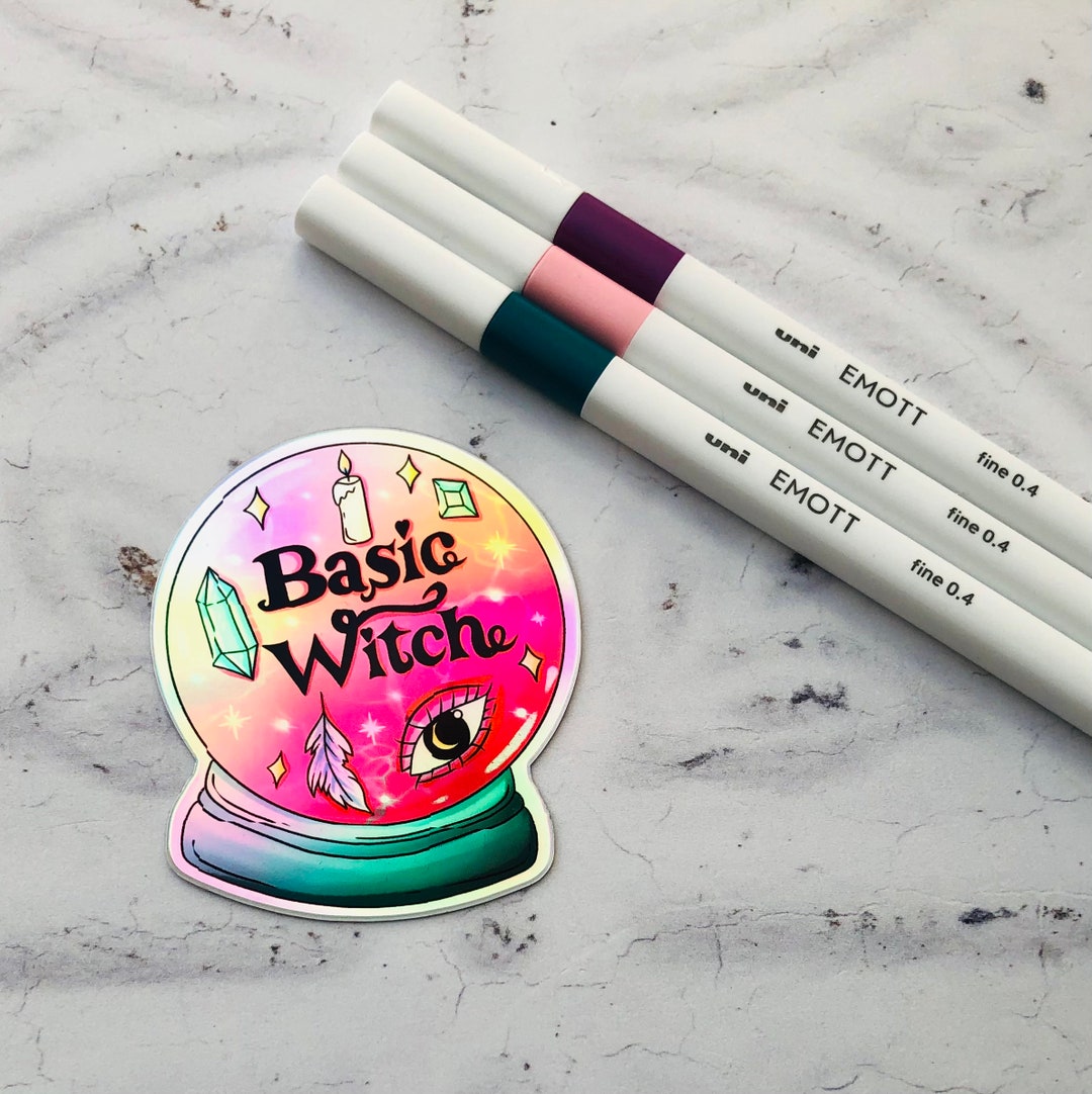 Basic Witch Holographic Sticker, Witch Sticker, Crystal Ball - Etsy