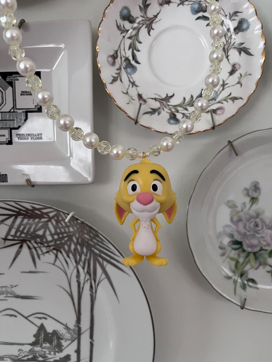 RABBIT | Upcycled Disney Winnie the Pooh Rabbit Pearl Beaded Necklace ...