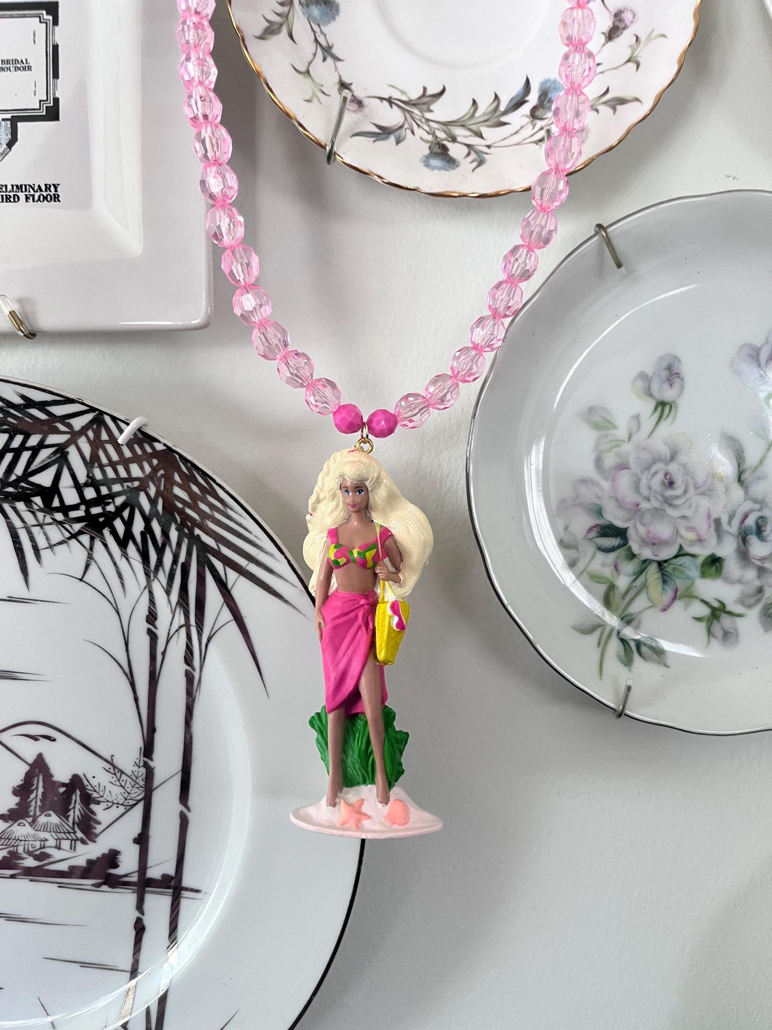 Malibu Barbie | Vintage Upcycled Happy Meal Toy Pendant Pink Beaded ...