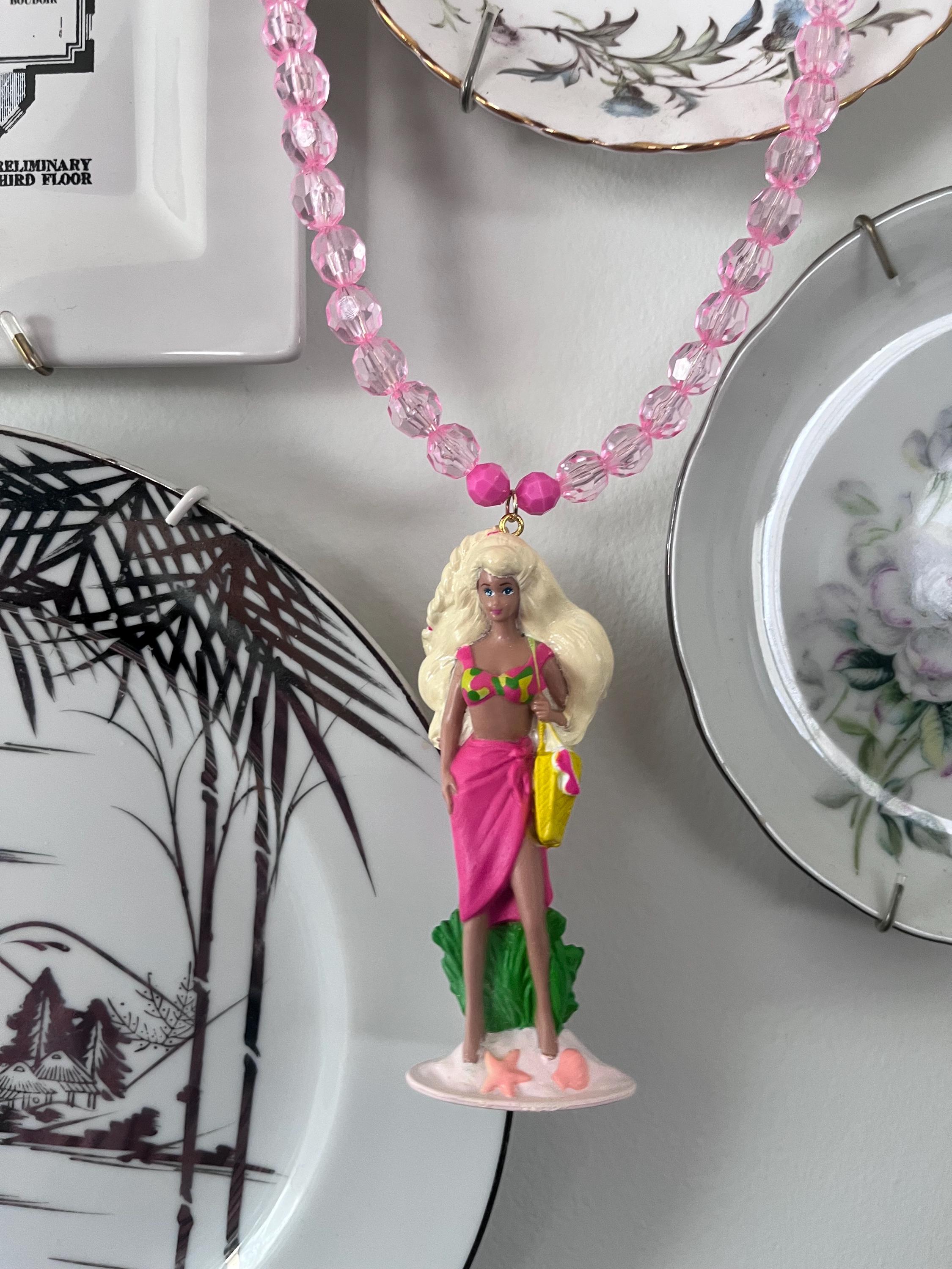 Malibu Barbie | Vintage Upcycled Happy Meal Toy Pendant Pink Beaded ...