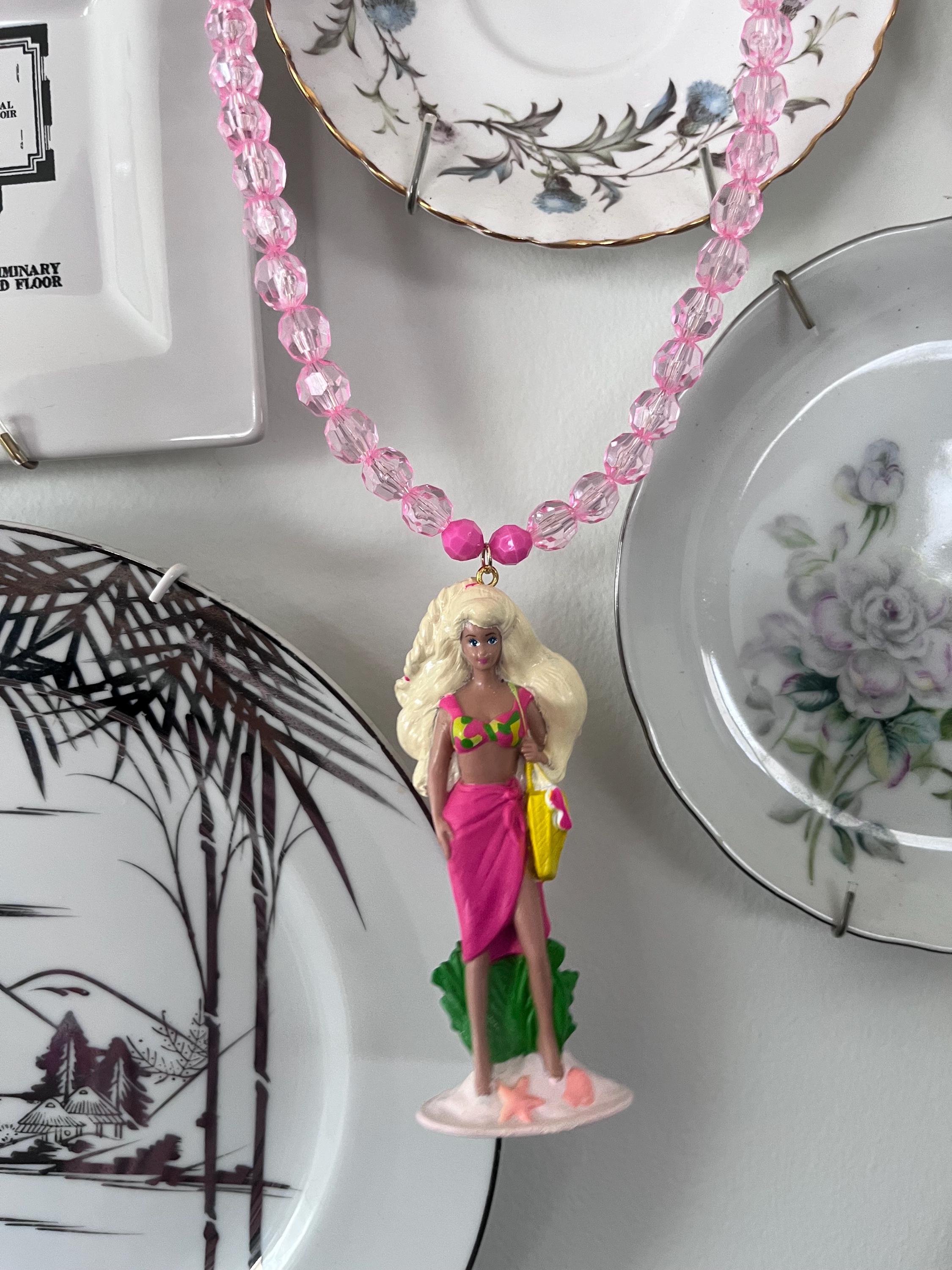 Malibu Barbie | Vintage Upcycled Happy Meal Toy Pendant Pink Beaded ...