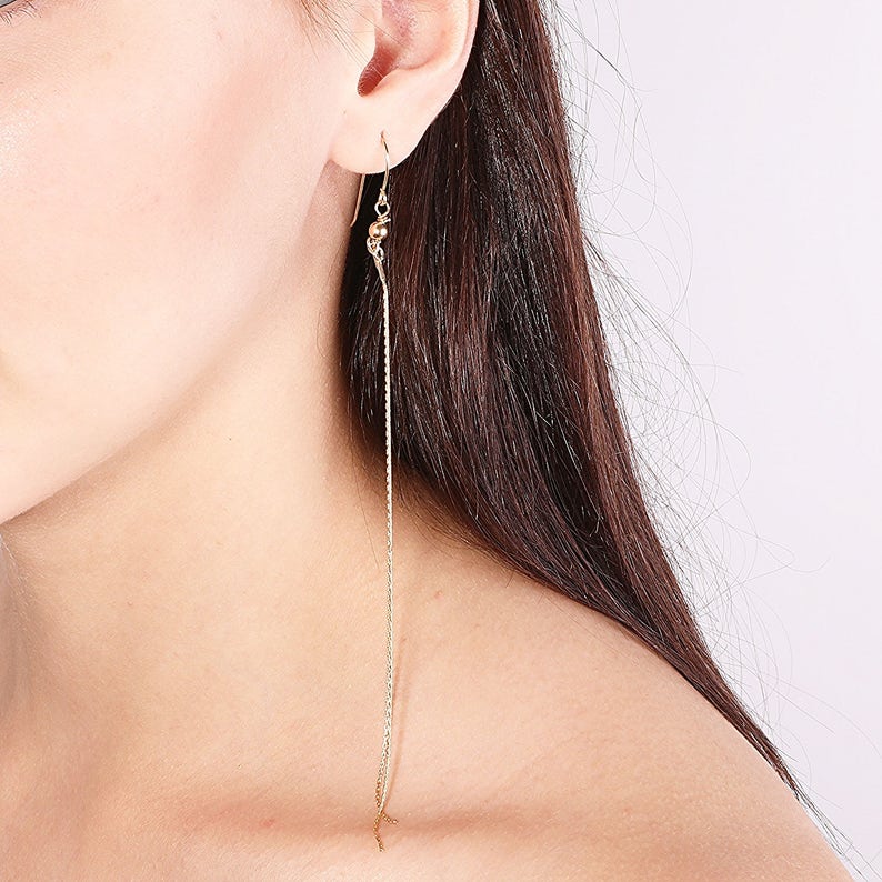 Delicate Gold Earrings,long Gold Earrings,gold Filled Earrings,dangle ...