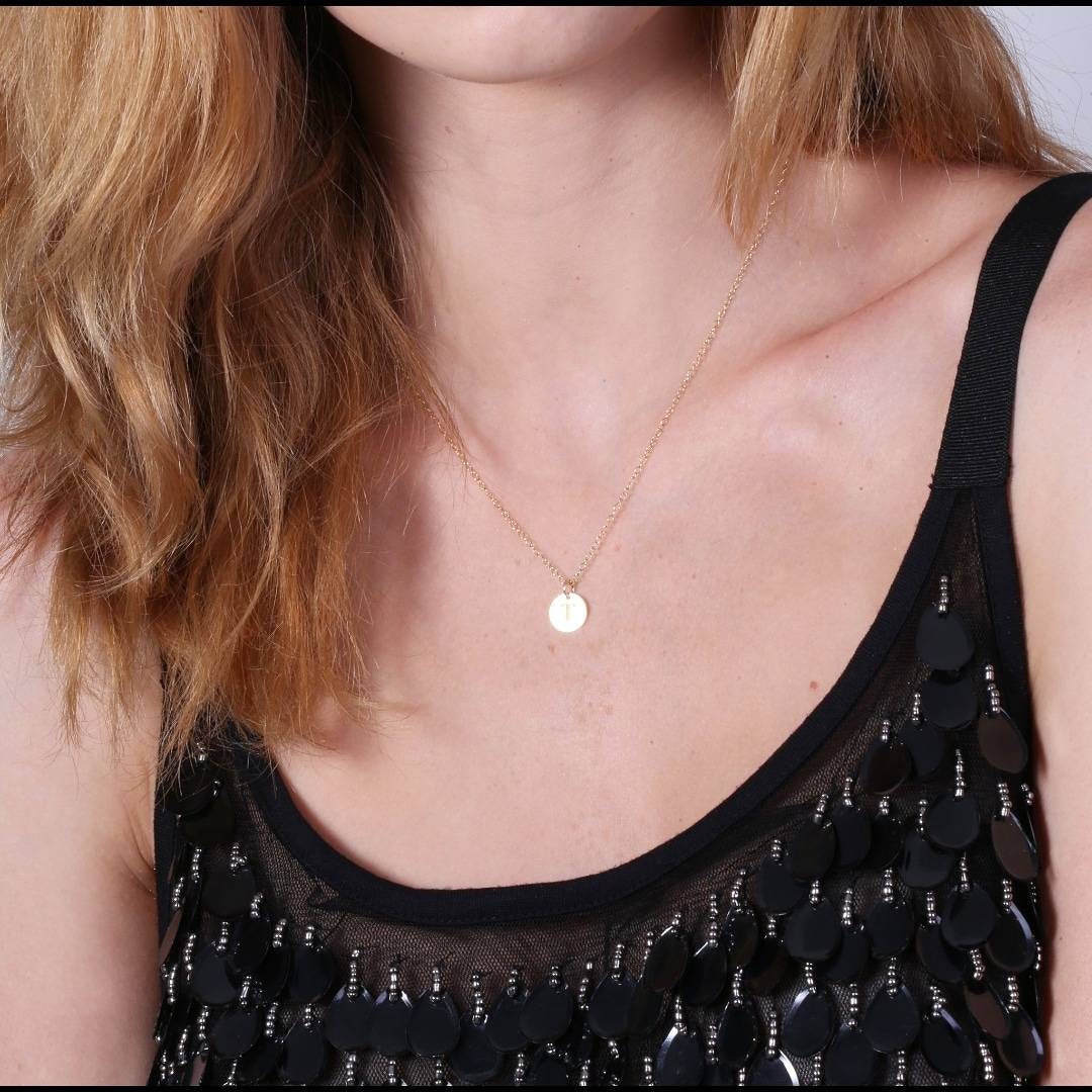 Personalized Necklace,initial Disc Necklace,gold Initial Letter ...