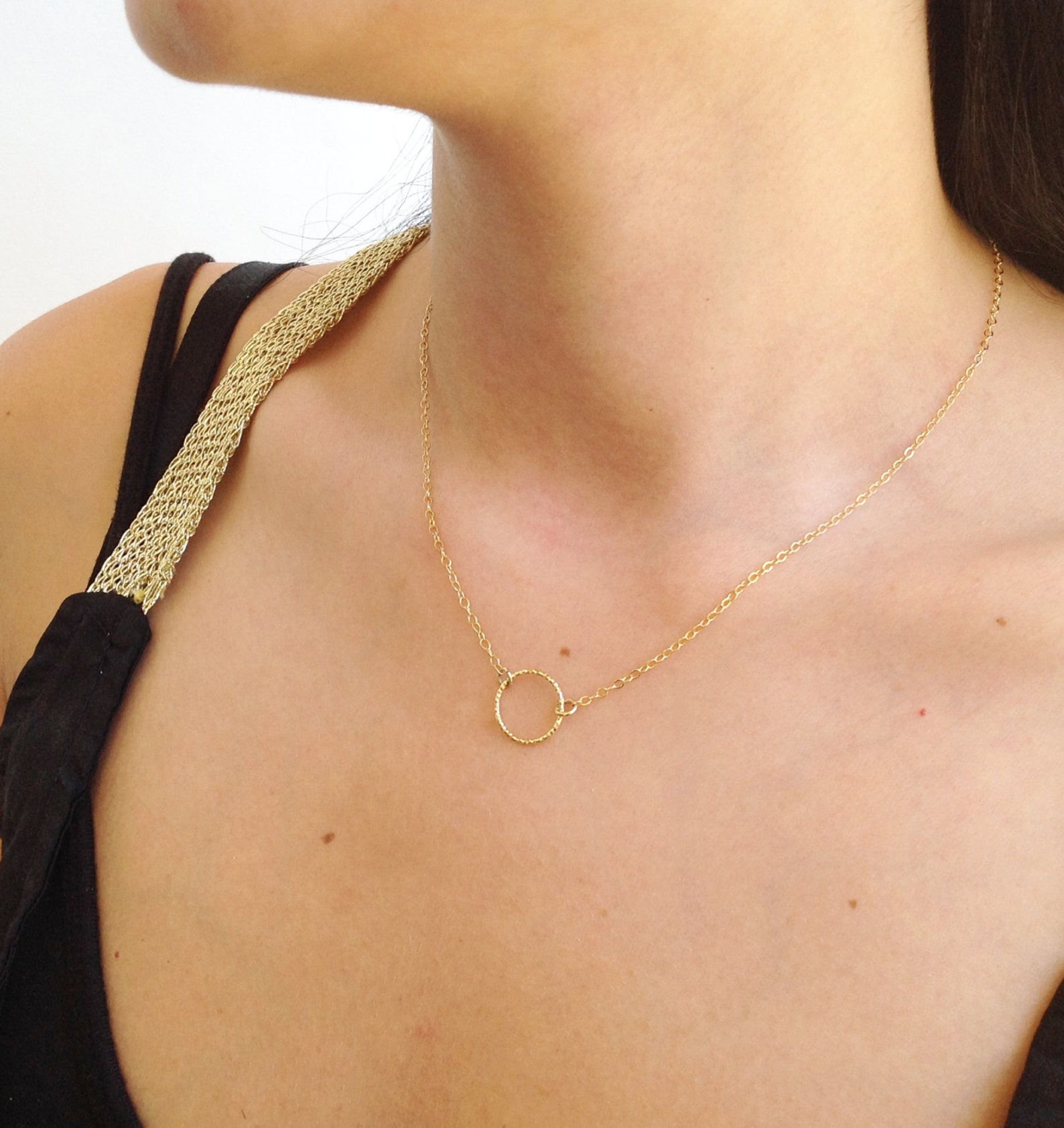 Gold Necklace Gold Circle Necklacegold Filled Necklace - Etsy