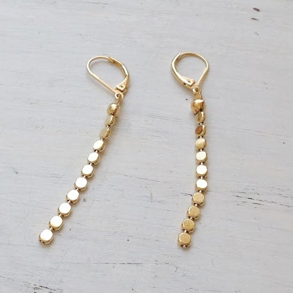 Gold Drop Long Earrings - Etsy