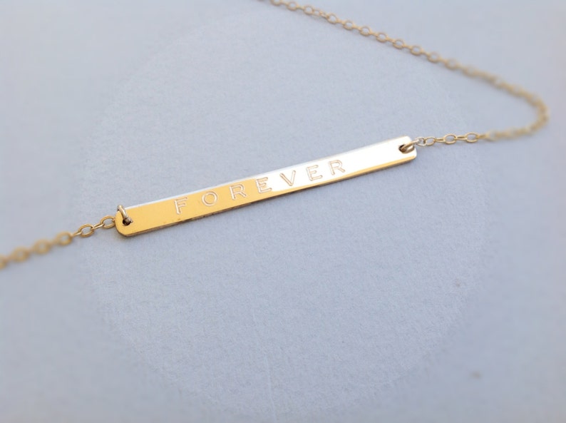 Gold Bar Necklace Engraved Bar Necklace Personalized Gold - Etsy