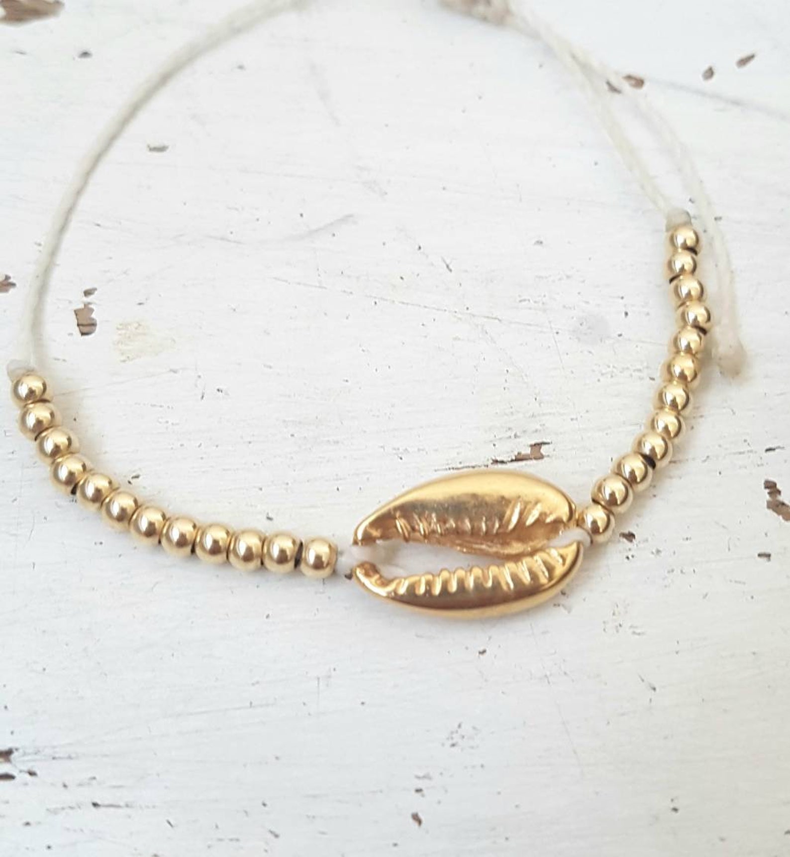 Shell Bracelet, Cowrie Shell Bracelet, Gold Shell Bracelet,beach ...