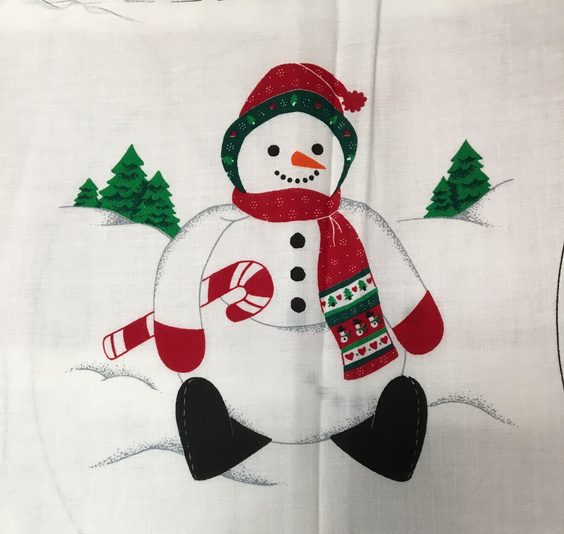 The Roly Poly Snowman Fabric Panel | Etsy