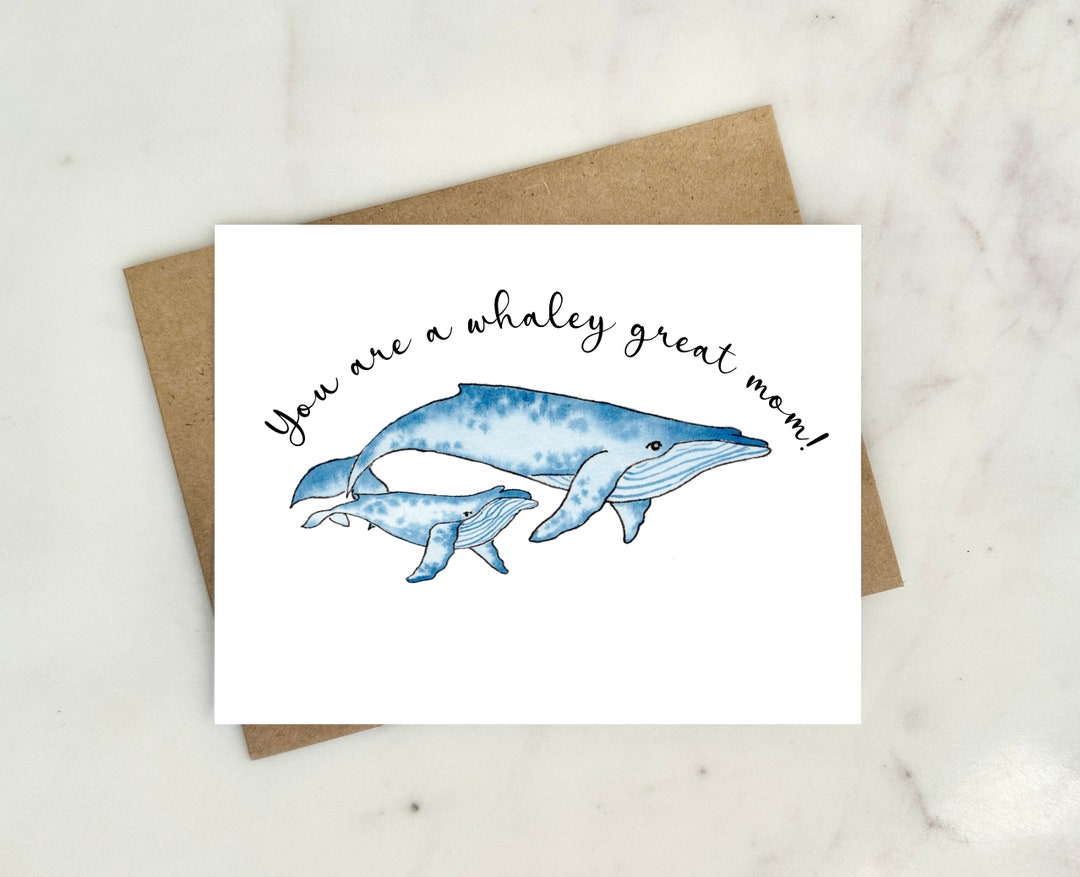 Punny Greeting Card for Mom/dad - Whale & Calf - Etsy