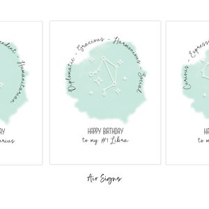 Zodiac Sign Birthday Greeting Card - Etsy