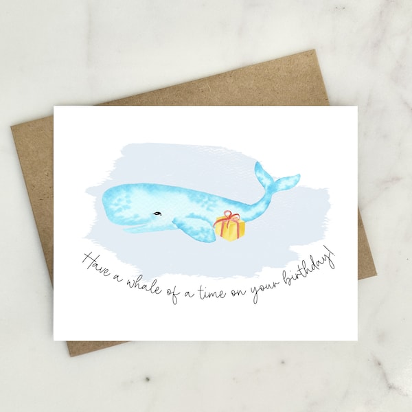 Whale Happy Birthday Card - Etsy