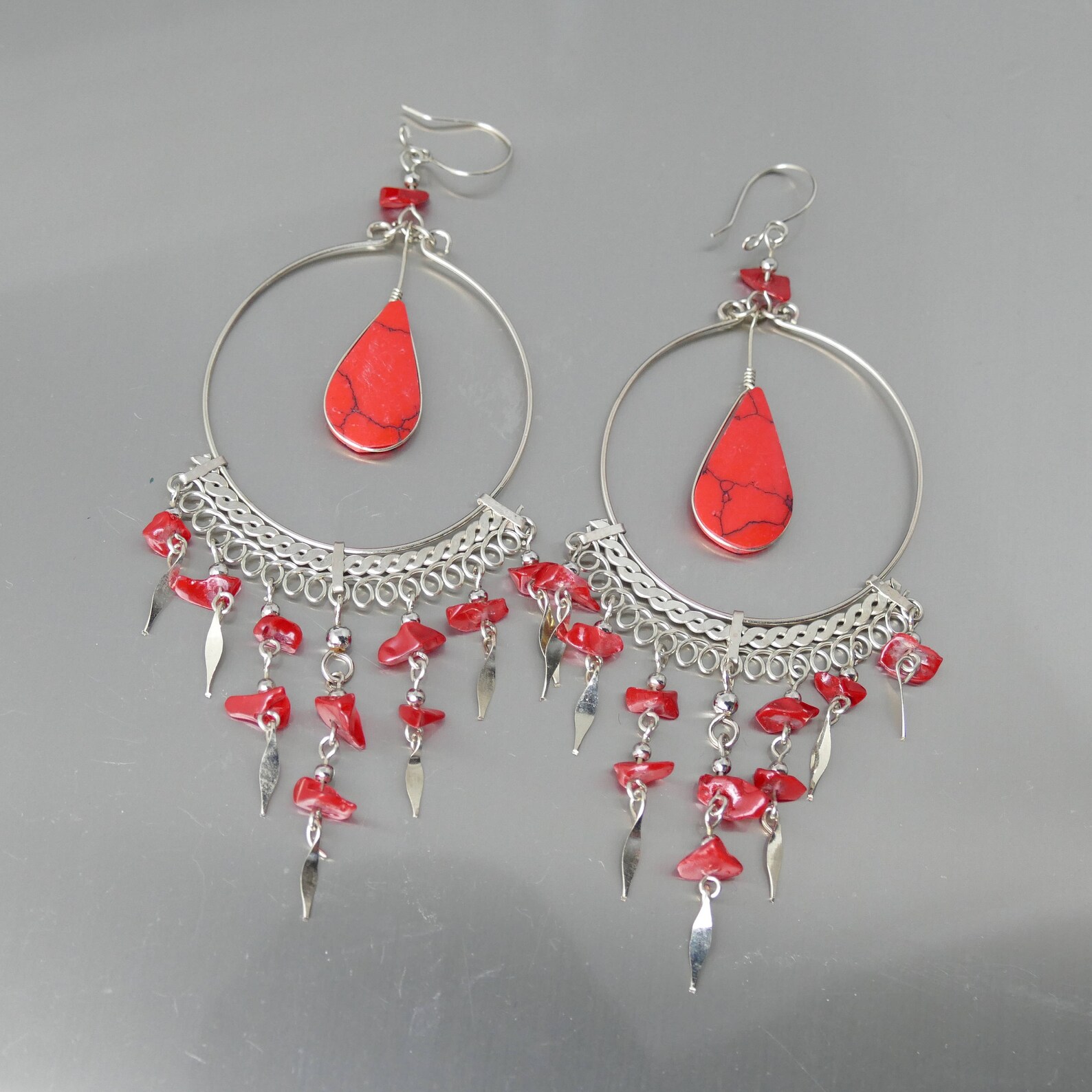 Hoop Earrings Red Earrings Red Hoop Earrings Red Earrings Boho | Etsy