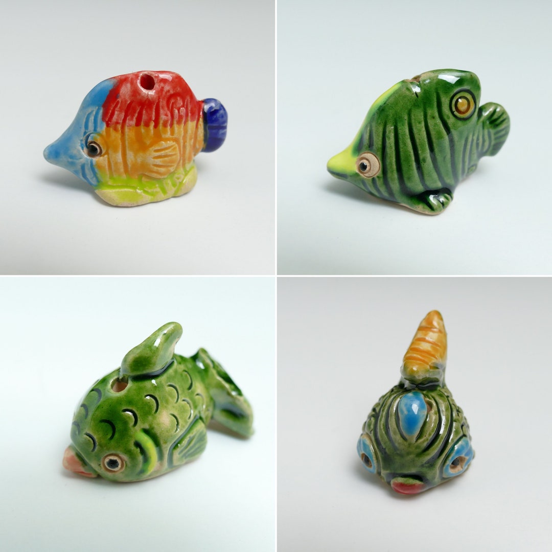 Cute Fish Figurines Adorable Miniature Ceramic Animals Hand Painted ...