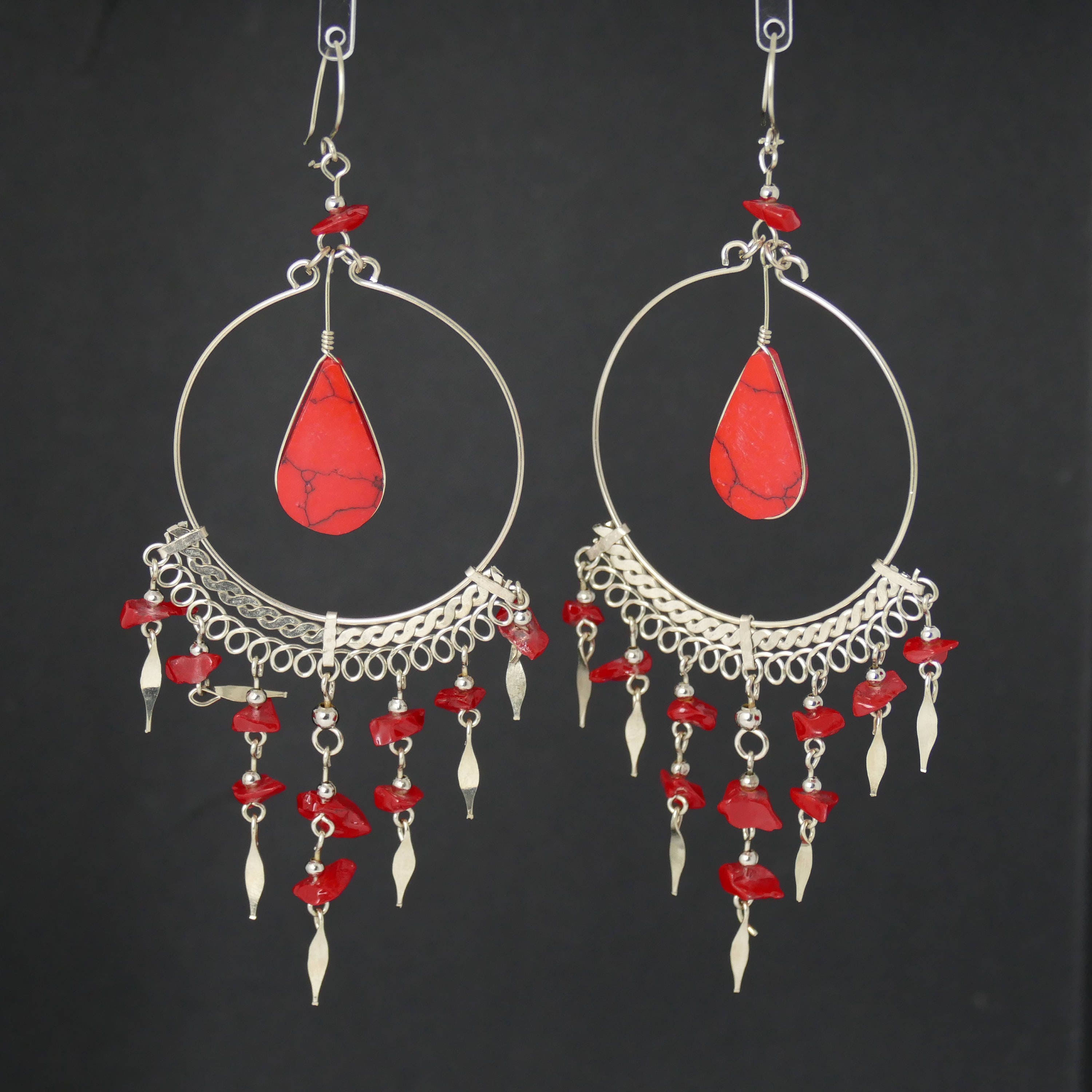 Hoop Earrings Red Earrings Red Hoop Earrings Red Earrings Boho | Etsy