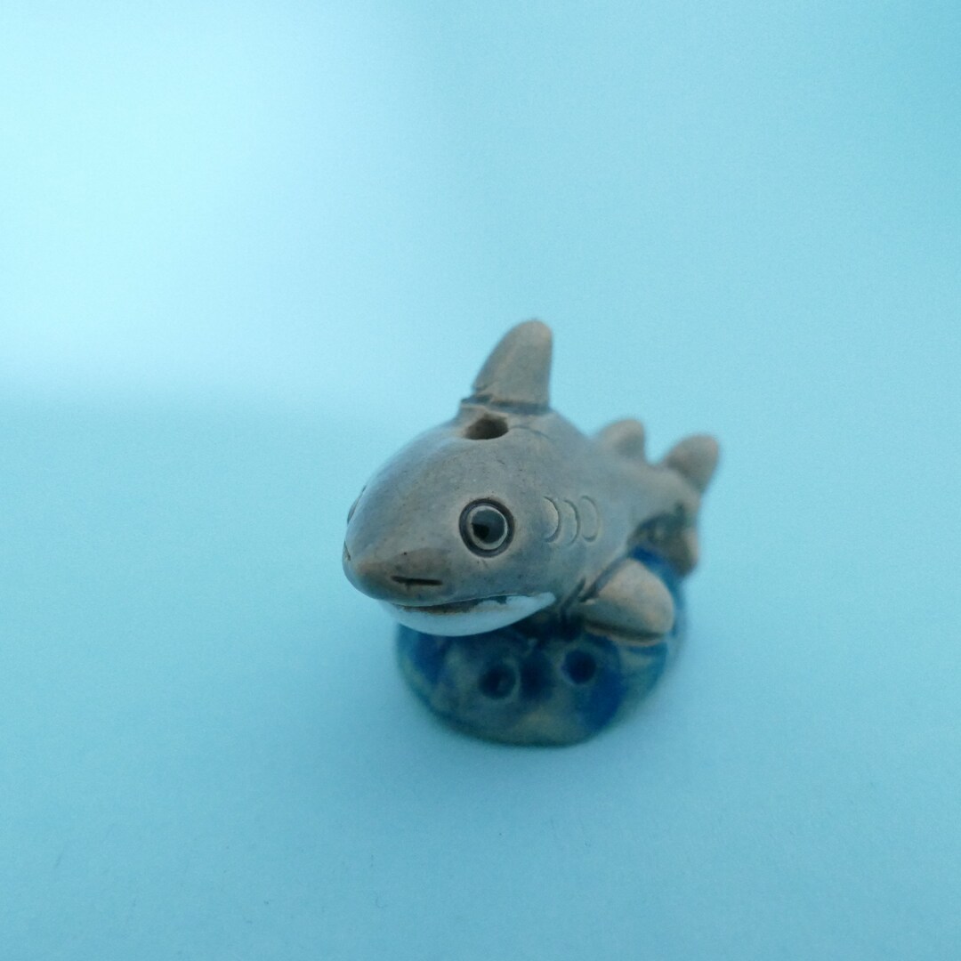Shark Figurines Miniature Shark Ceramic Animals Hand Painted Figurines ...