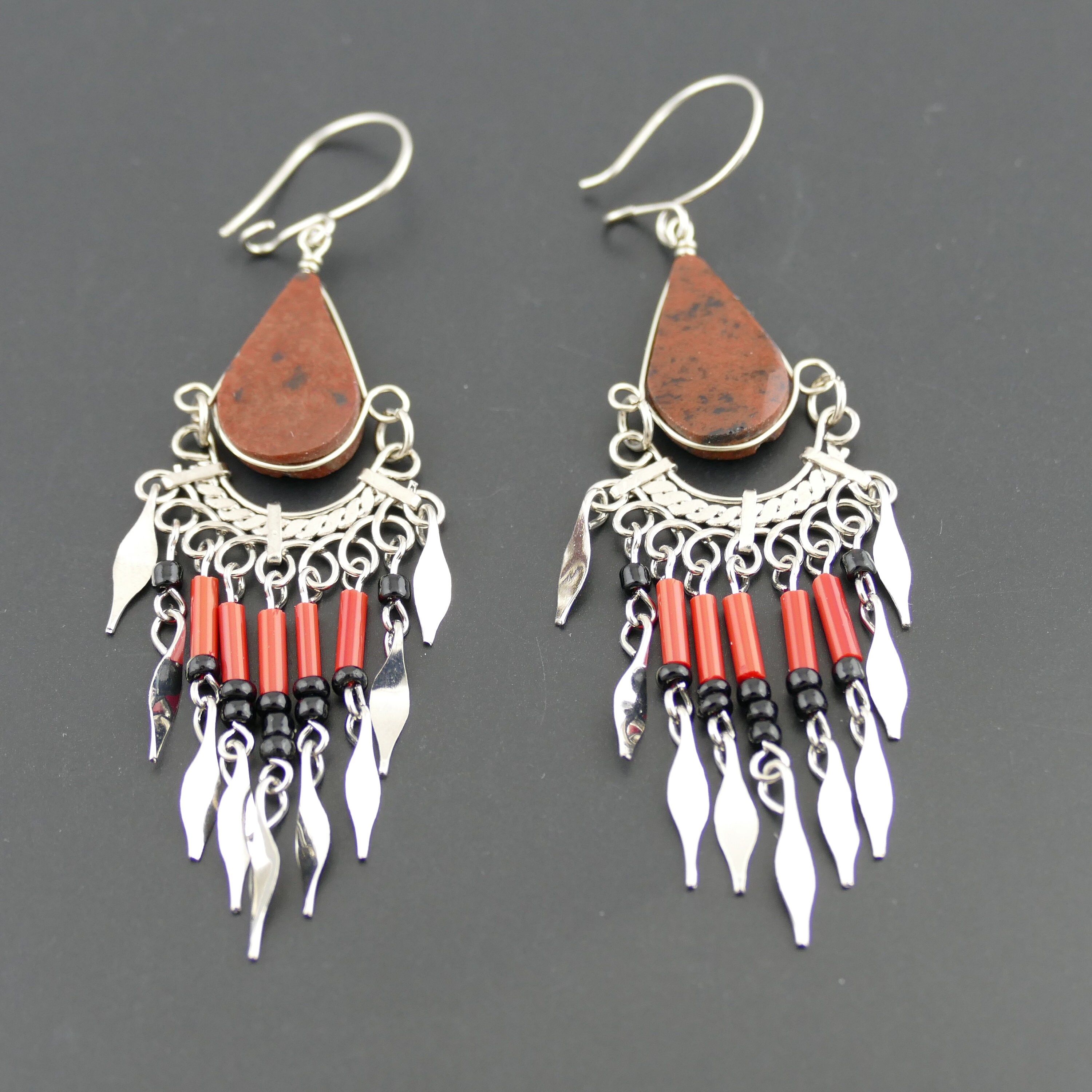 Ethnic Earrings 2.5 Long / Beaded Earrings Tiger's | Etsy